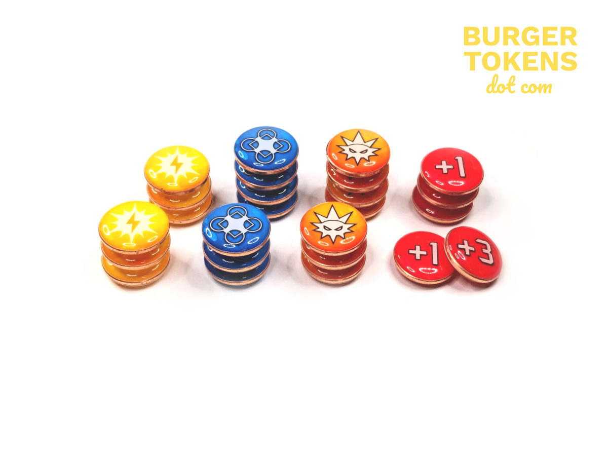 Burger Tokens: Ward & Enrage Upgrade for Keyforge Token Set